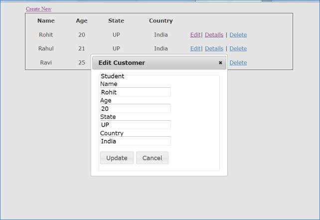 CRUD Operation Using Modal Dialog in ASP.NET MVC – MindStick