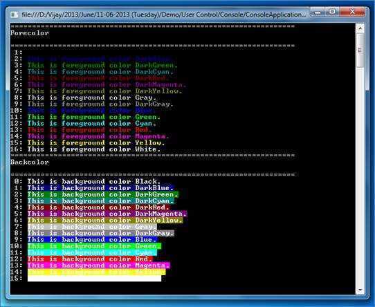 Console Color Enumeration in C# - MindStick