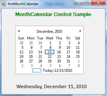 MonthCalendar Control in C#.Net – MindStick