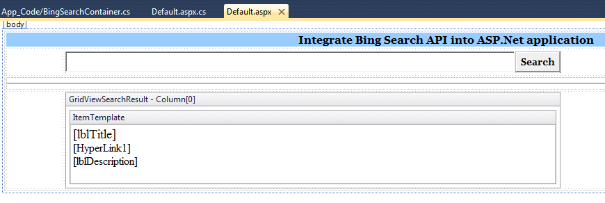 Integrate Bing Search API in ASP.NET Web Form – MindStick