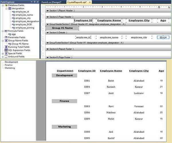 Group Name Field in Crystal Report – MindStick