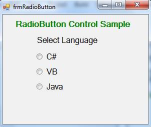 RadioButton Control in C#.Net - MindStick